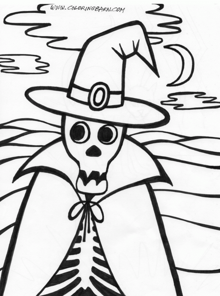 Halloween Skeleton Coloring Page - The Coloring Barn