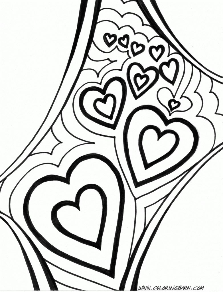 Multiple Hearts Coloring Page - The Coloring Barn
