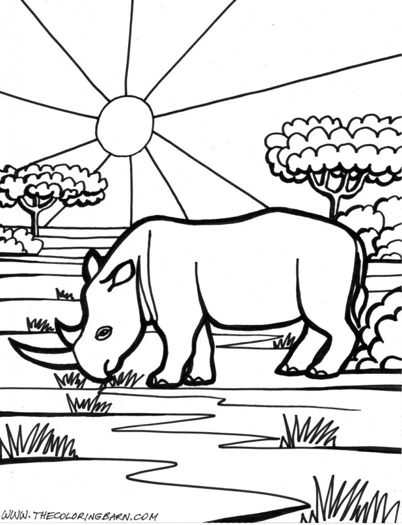 Rhinoceros Coloring Page – The Coloring Barn