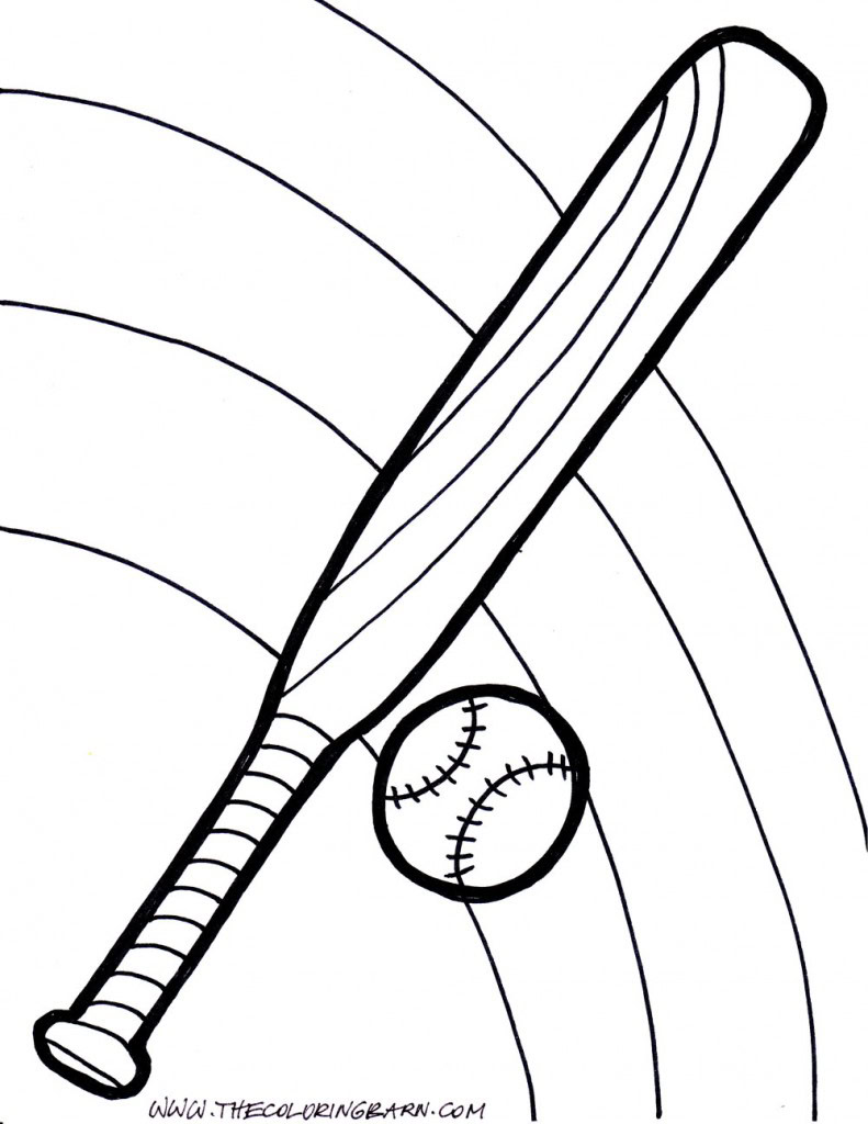 Baseball Bat Coloring Page - The Coloring Barn