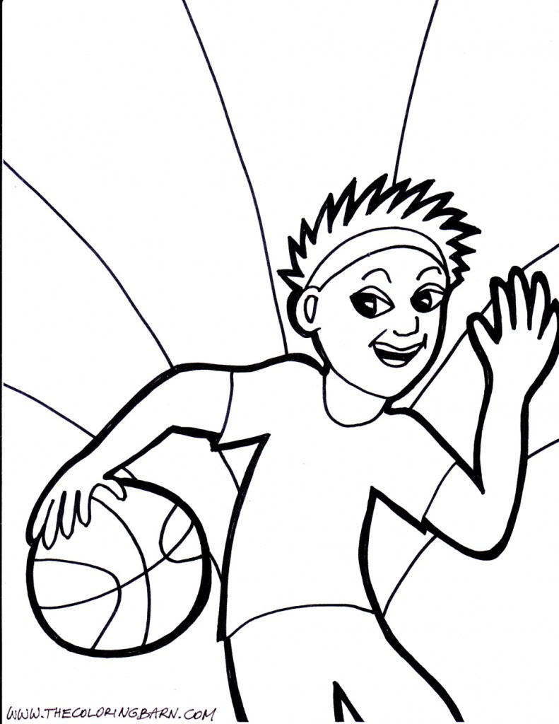 Basketball Dribble Coloring Page - The Coloring Barn