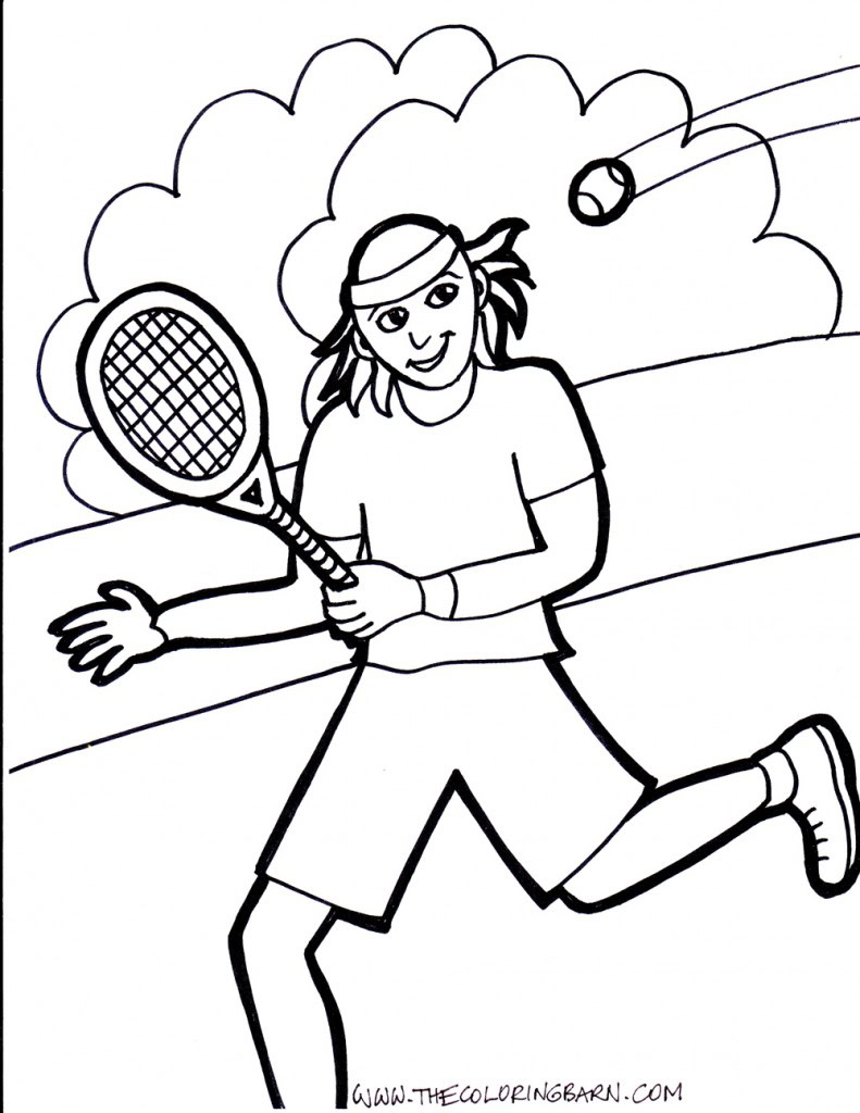 Man Playing Tennis Coloring Page - The Coloring Barn